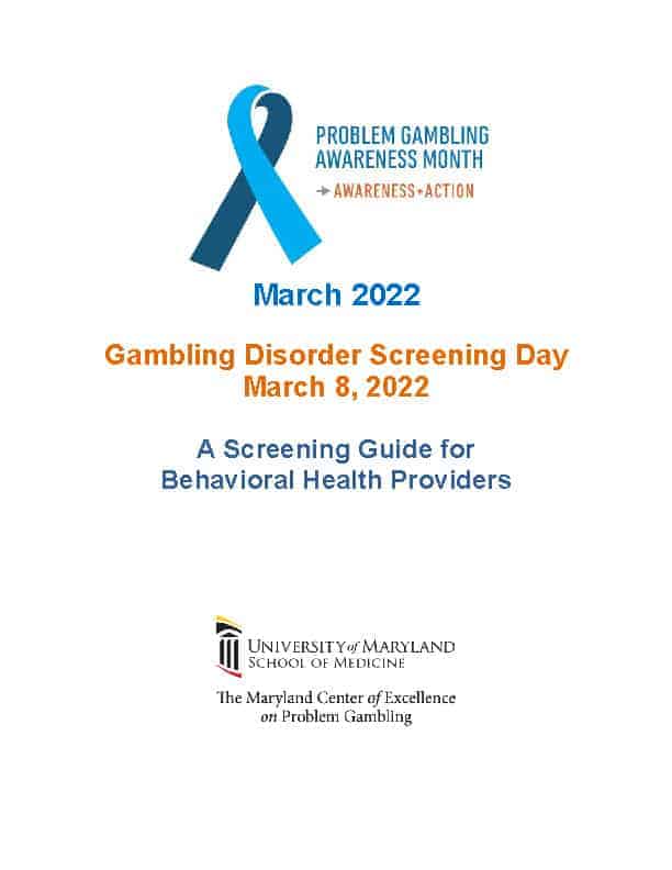 Screen for Gambling Disorder - The Maryland Center of Excellence on ...